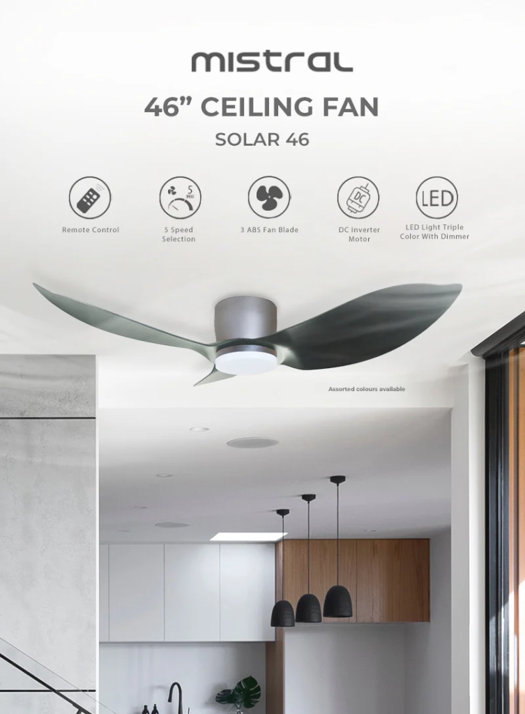 Mistral D’Fan Solar 46″ 3 Blade Ceiling Fan - Ceiling Fan Singapore ...